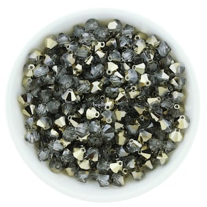 Preciosa Bicones, Starlight Gold (half), 3mm, 4mm, 6mm, Crystal Bicone ...