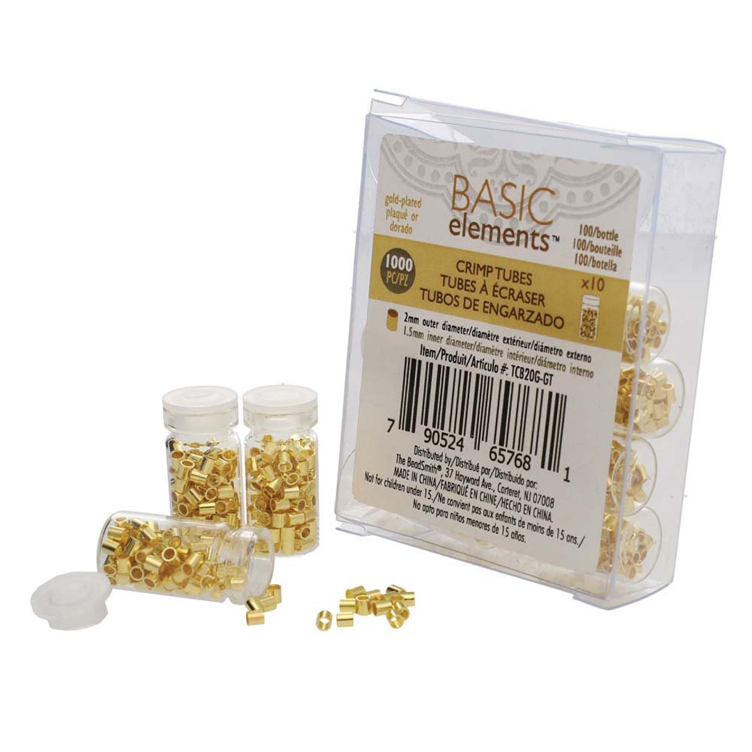 Basic Elements 2x2mm Gold Crimp Tubes, Bulk Package 1,000 PCS - Etsy