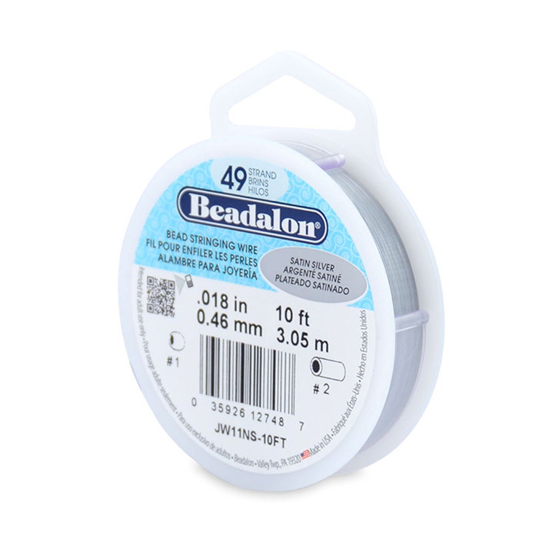 Beadalon 49 Strand Satin Silver, .018in Flexible Bead Stringing Wire ...