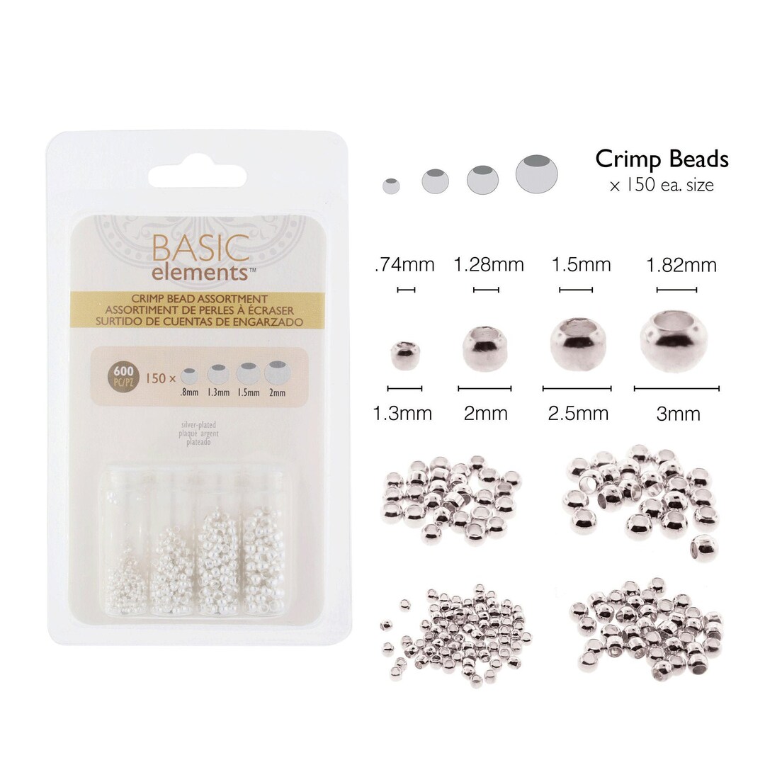 Silver Plated Crimp Beads 4 Size Variety Pack 600 Pieces Basic Elements by Beadsmith, - Etsy