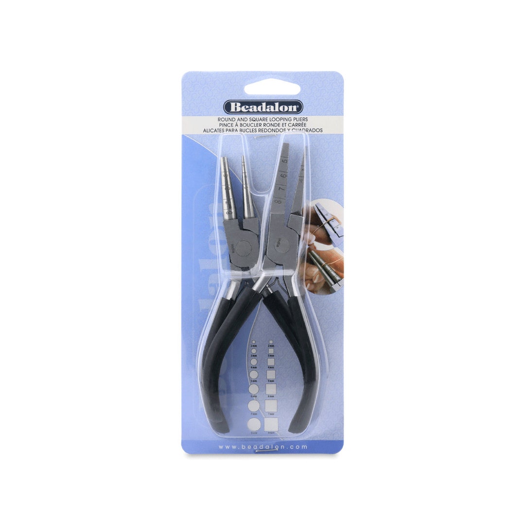 Beadalon Round & Square Pliers Set (make 7 Different Square Loops or ...