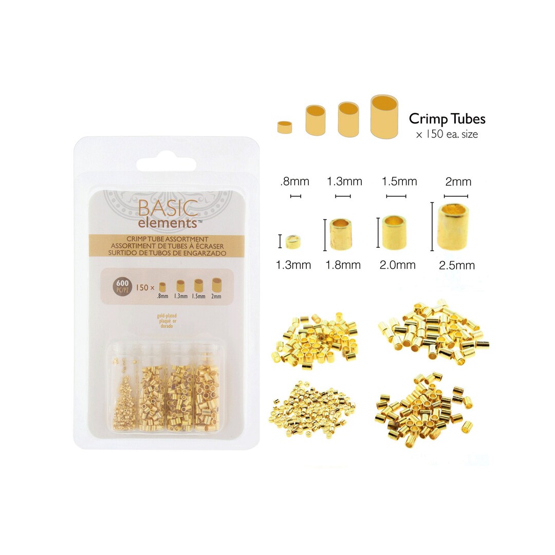 Beadsmith Gold Plated Crimp Tubes Variety Pack, 4 Sizes (600 PCS) - Etsy