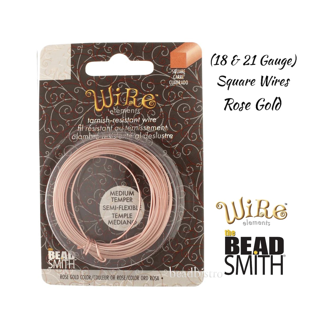 Wire Elements SQUARE Rose Gold Color Wire by Beadsmith (18 & 21 Gauge ...