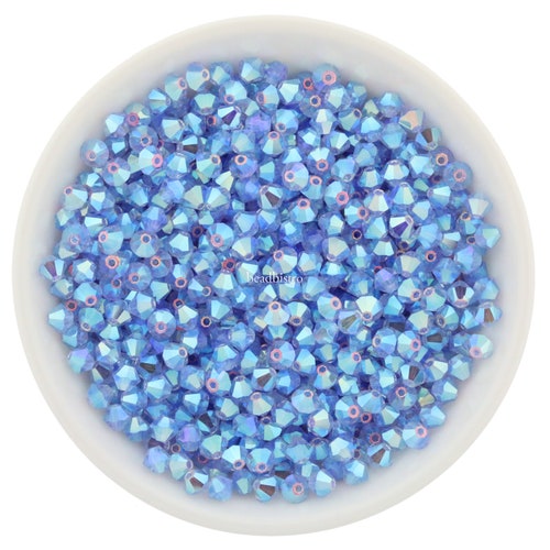 Preciosa Bicones Light Sapphire Opal AB2X 3mm 4mm 6mm - Etsy