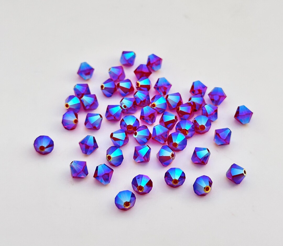 Swarovski Crystal Bicones Siam AB2X 6mm Crystal Bicones 12 - Etsy