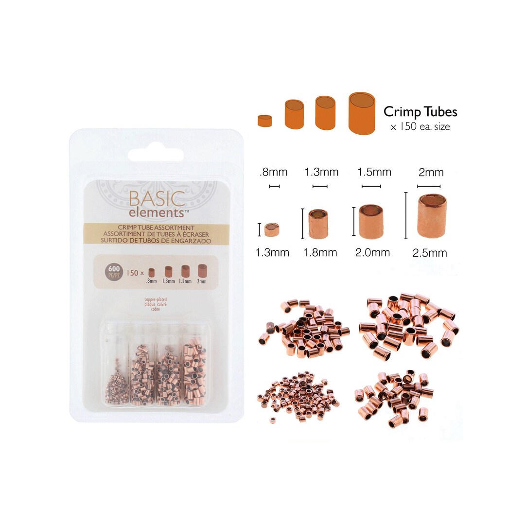 Beadsmith Copper Crimp Tubes Variety Pack | 4 Sizes | 600 PCS ...