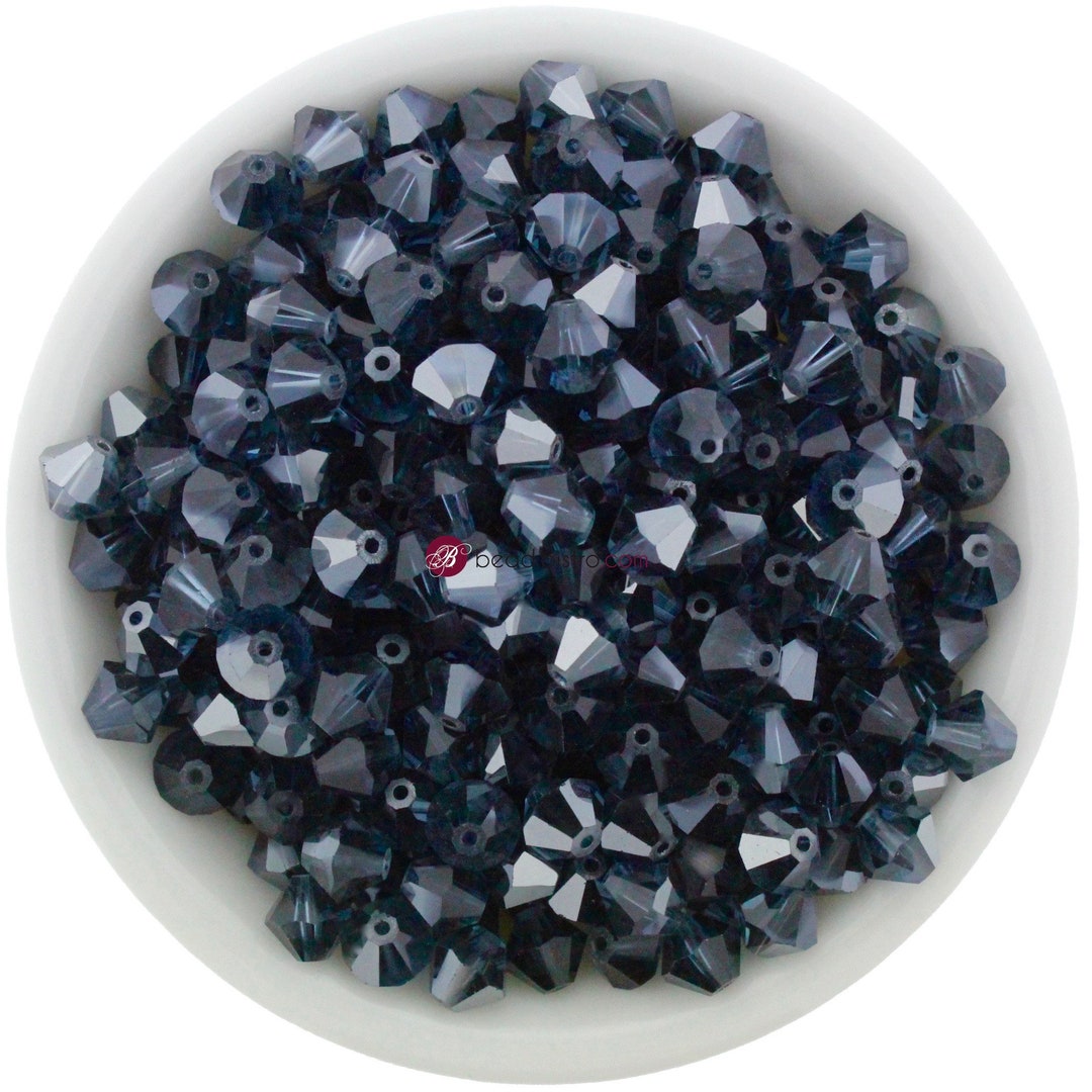 Swarovski Crystal Bicones Montana Satin 3mm, 4mm, 6mm Crystal Bicones ...