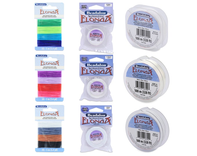 Beadalon Elonga Multi-strand Elastic Cord: Multiple Colors & Diameters ...