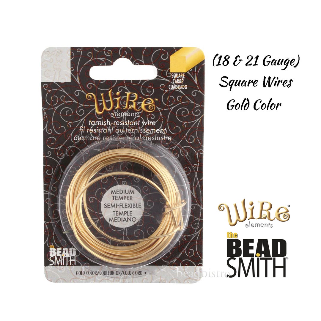 Wire Elements SQUARE Gold Color Wire by Beadsmith (18 & 21 Gauge) - Etsy