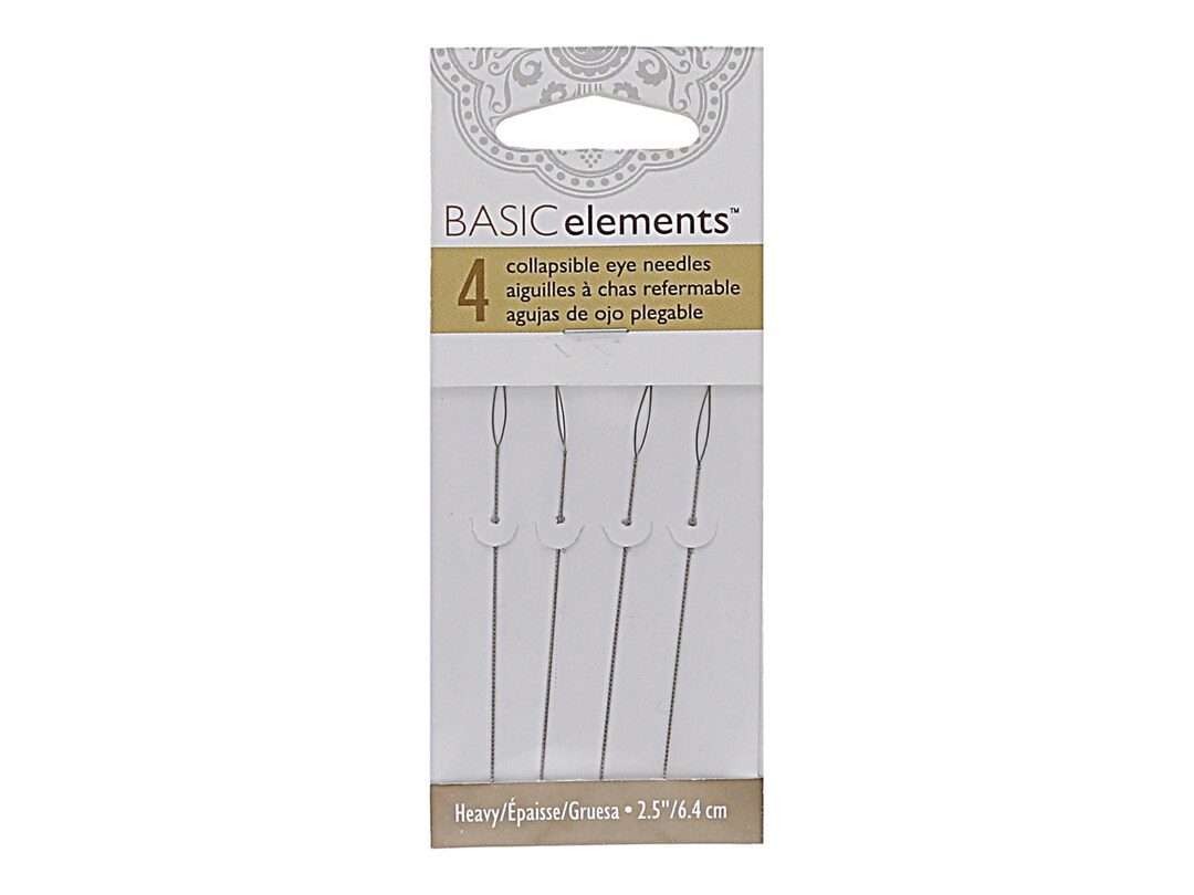 Basic Elements Beading Needles, 2.25in Heavy Collapsible Eye Beading ...