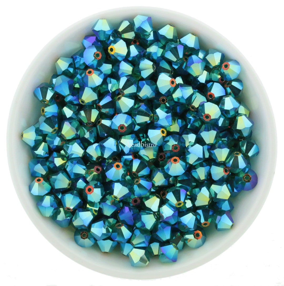 Preciosa Bicones, Emerald AB2X, 3mm, 4mm, 6mm, Crystal Bicone Beads - Etsy