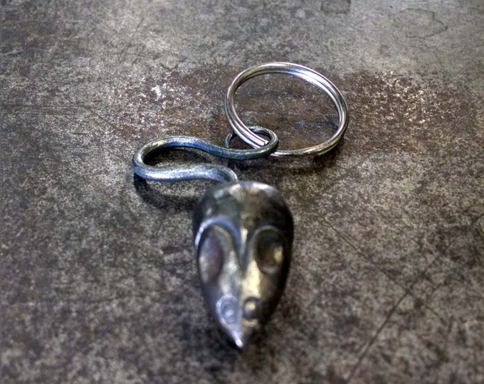 Hand Forged Iron Keychain Mouse With Keyring - Etsy