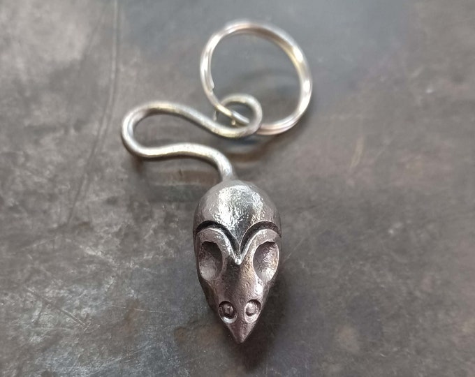 Hand Forged Iron Keychain Mouse With Keyring - Etsy