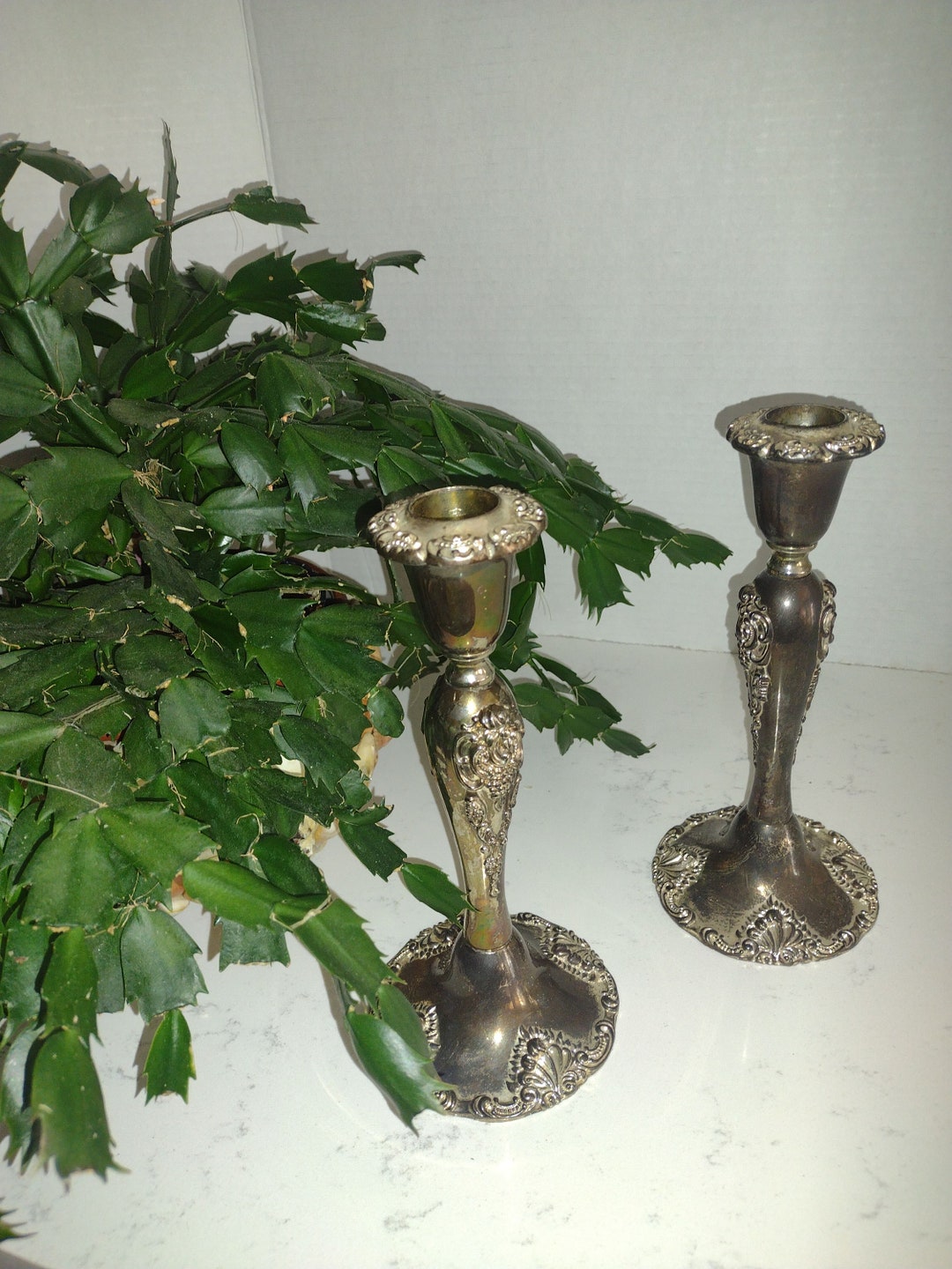 Godinger Candlesticks Grape Clusters Vintage Pair Silverplated ...
