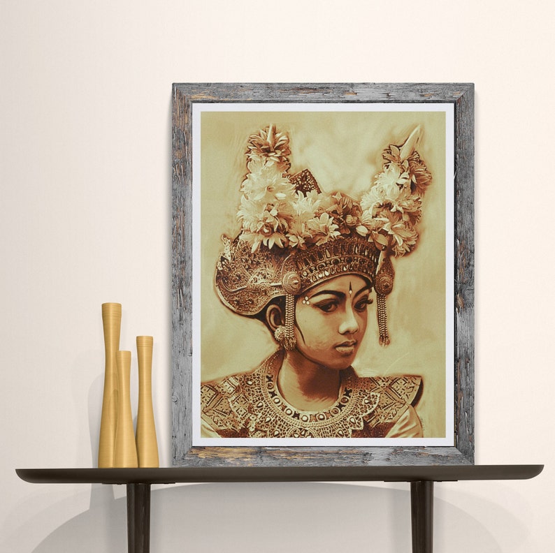 Digital Painting Balinese Culture Print Art Minimalist Decor - Etsy