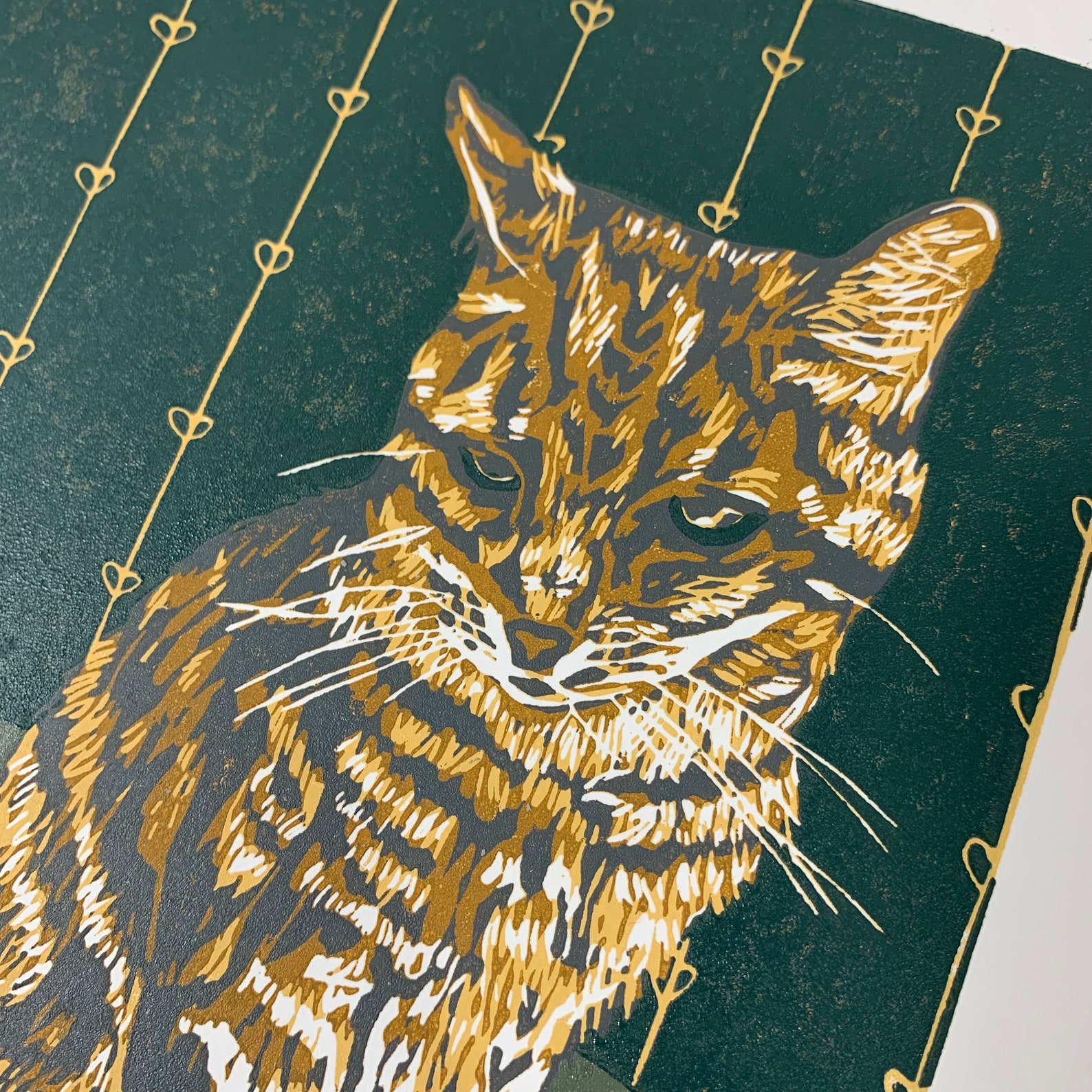 Cat Lino Print | Tabby Cat | Lino Cut. Hand Printed, Reduction Lino ...