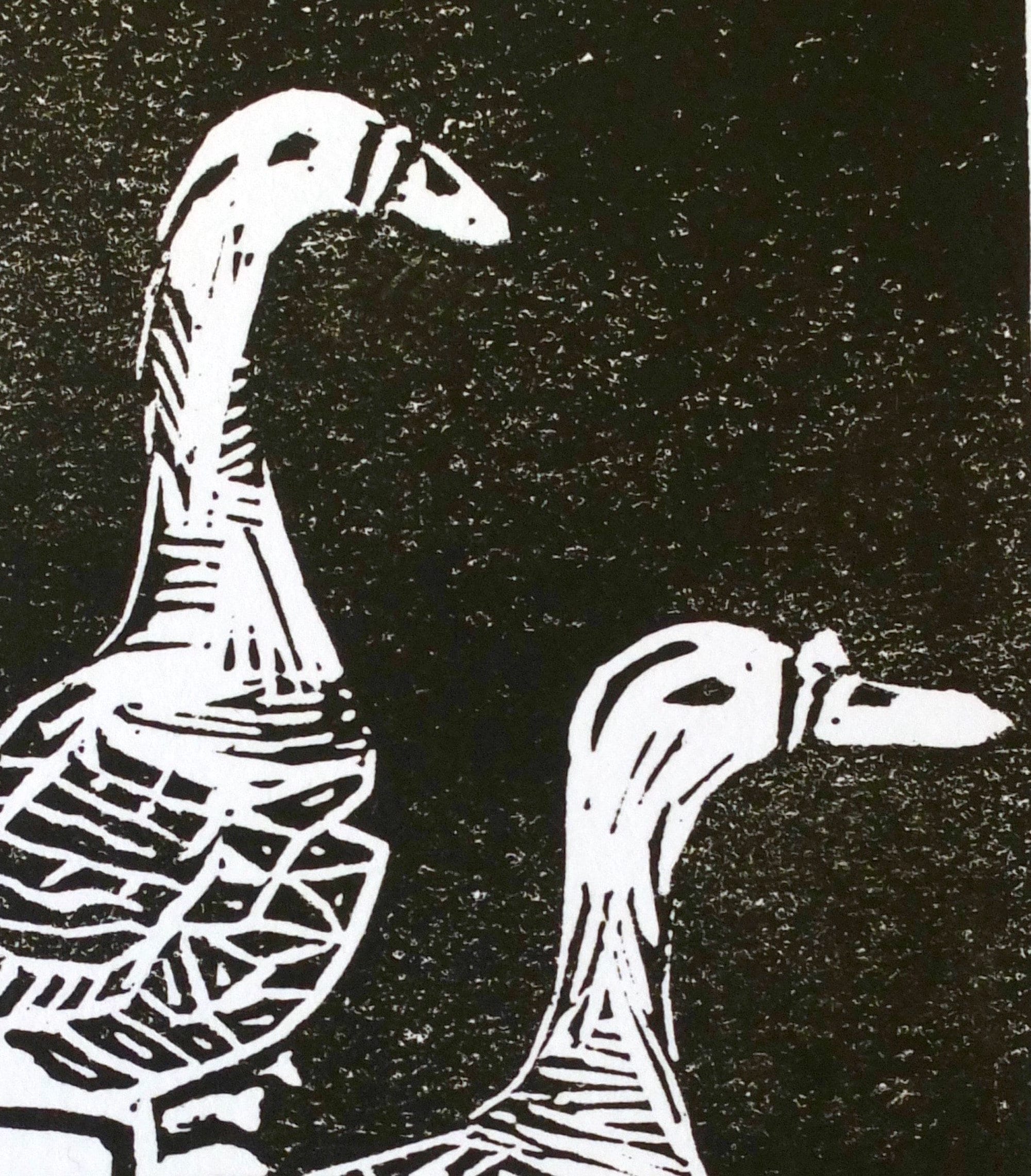 Two geese in the snow Bird Lino Cut Lino Print. Hand | Etsy