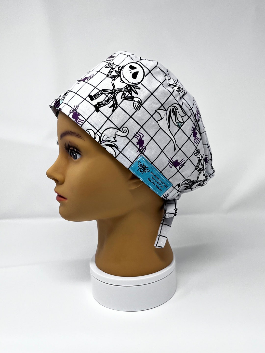Sally, Jack and Zero Tie Back Hat With Elastic, Surgical Scrub Cap by BBHANDMADEBOUTIQUE - Etsy