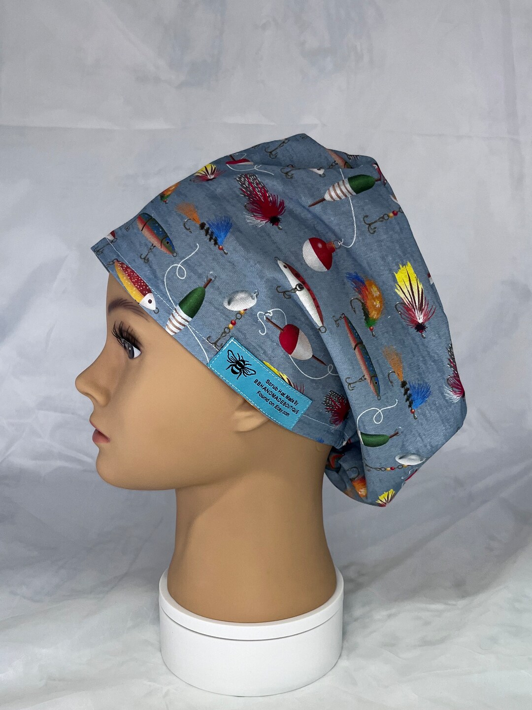 Cute Women's Scrub Cap Fishing Lures Pixie Scrub Hat W/toggle & Elastic ...