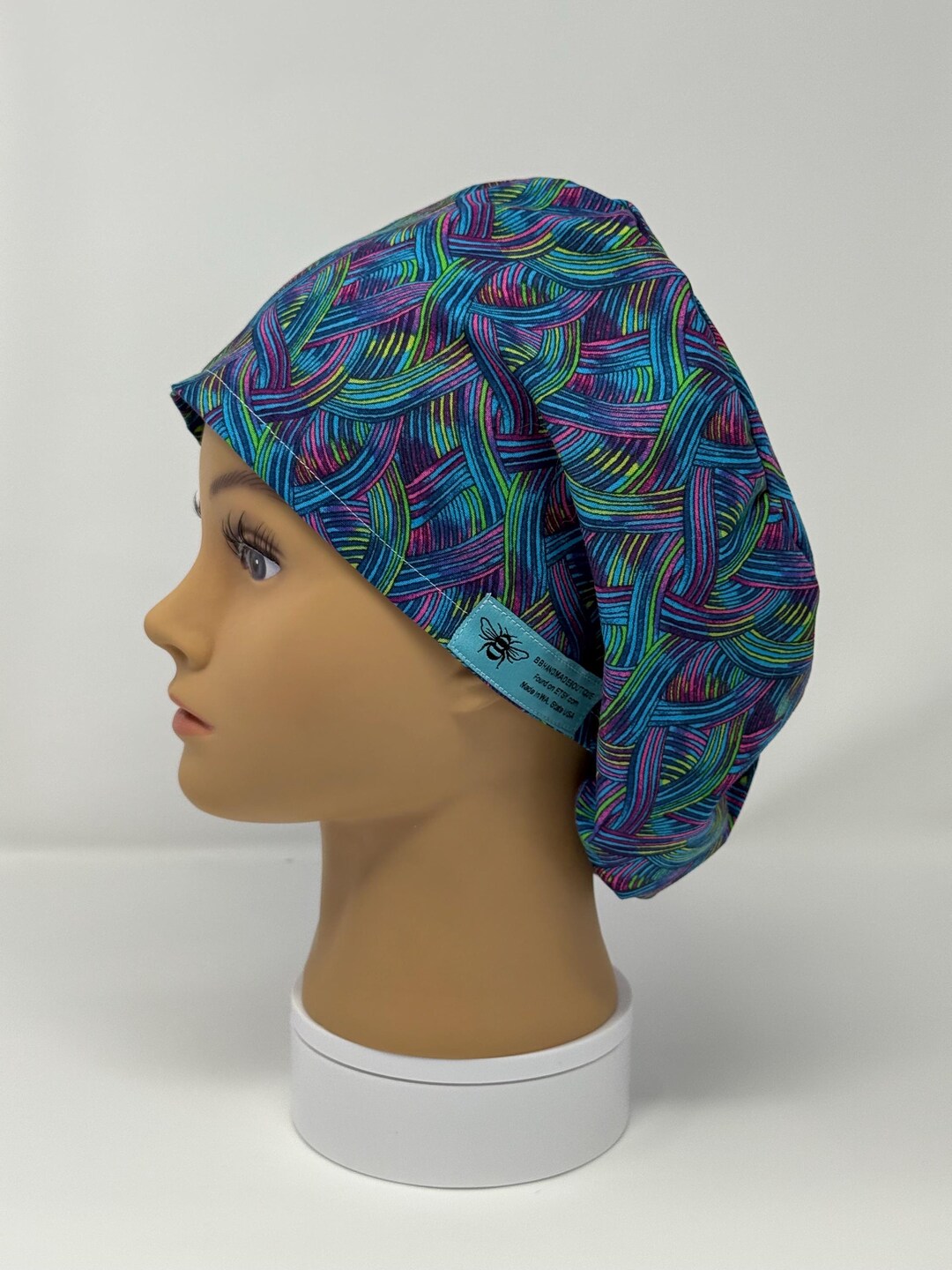 Cute Women's Scrub Cap Woven Interlaced Lines Pixie Scrub Hat Surgical ...