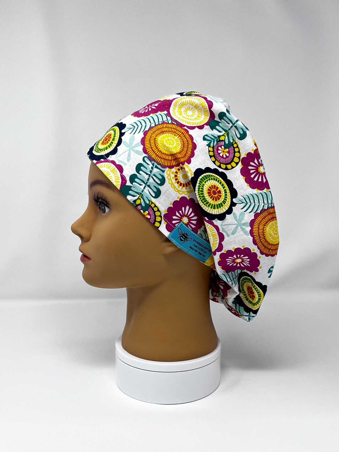Cute Women's Scrub Cap Boho Mandala Floral Pixie Surgical Scrub Hat W ...