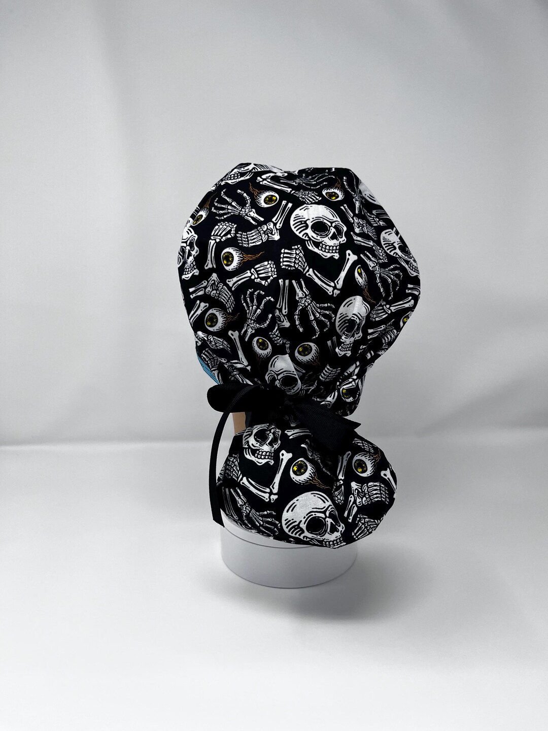 Skull & Eyeball Ponytail Scrub Cap: Women's Surgical Hat With Ties - Etsy