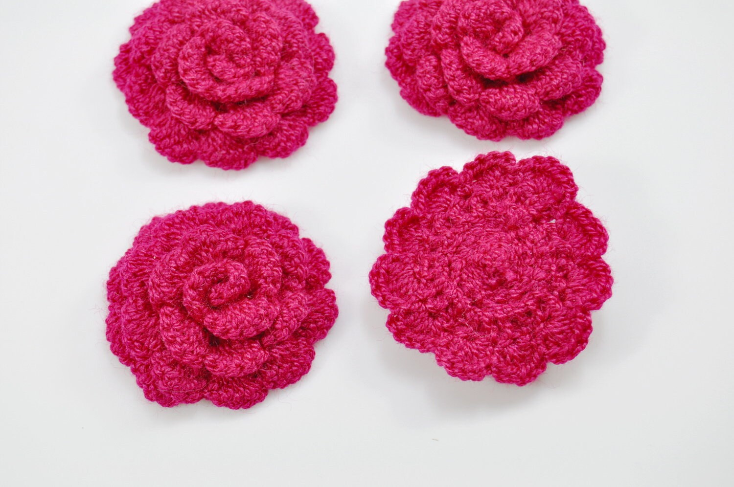 4 pcs handmade red crochet flowers crochet applique crochet | Etsy