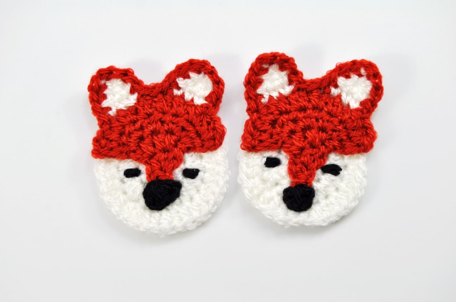 2 pcs Fox crochet applique handmade crochet animal applique | Etsy