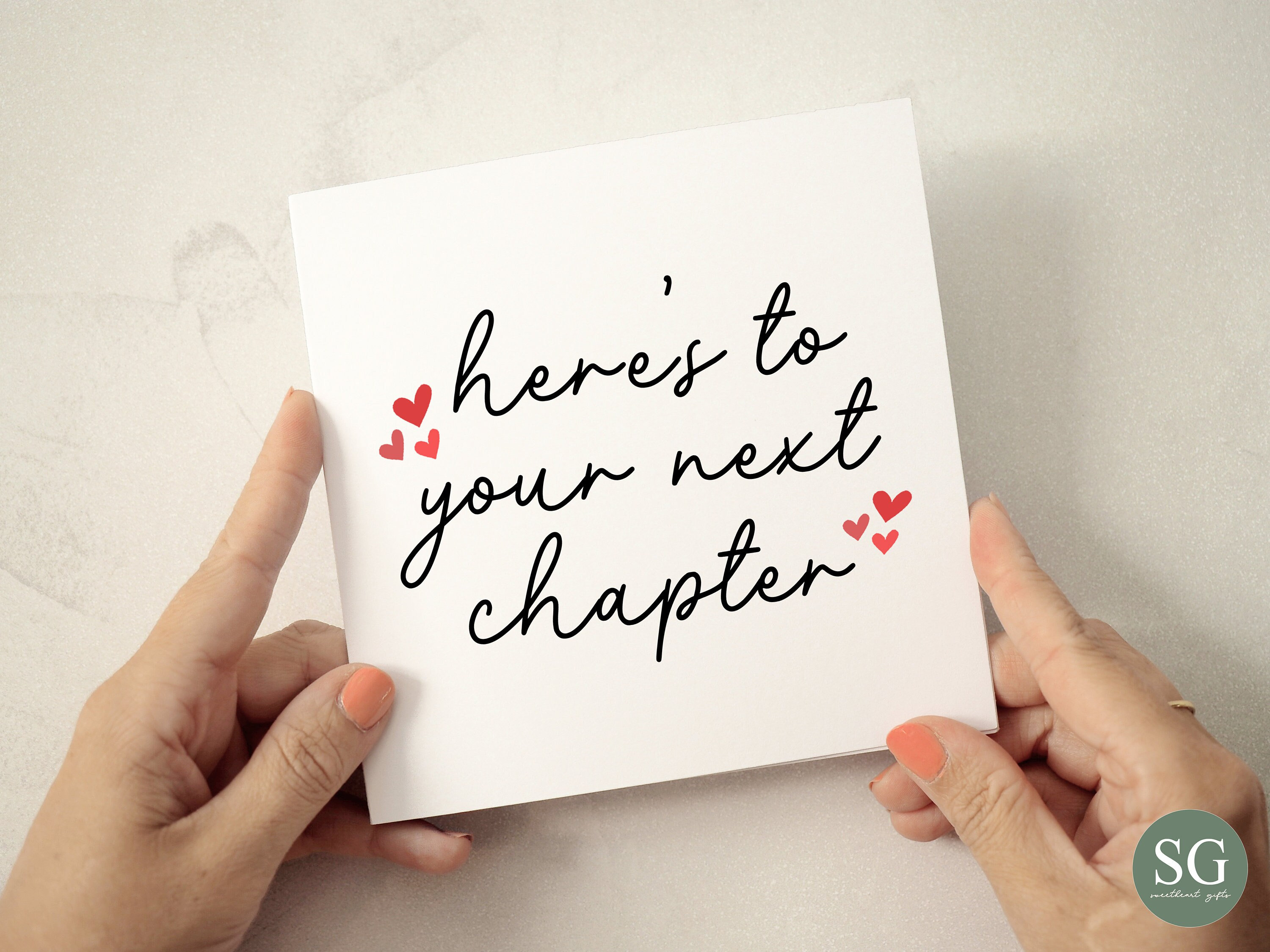 Here's to Your Next Chapter, Good Luck Card, Best of Luck, New Job, New Home, Congratulations ...