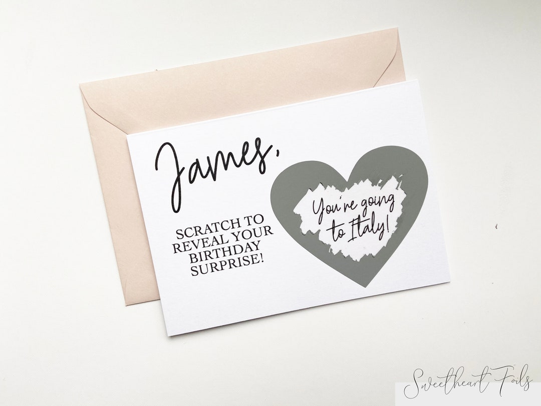 Scratch Reveal Card, Personalised Birthday Card, Surprise Trip Reveal ...