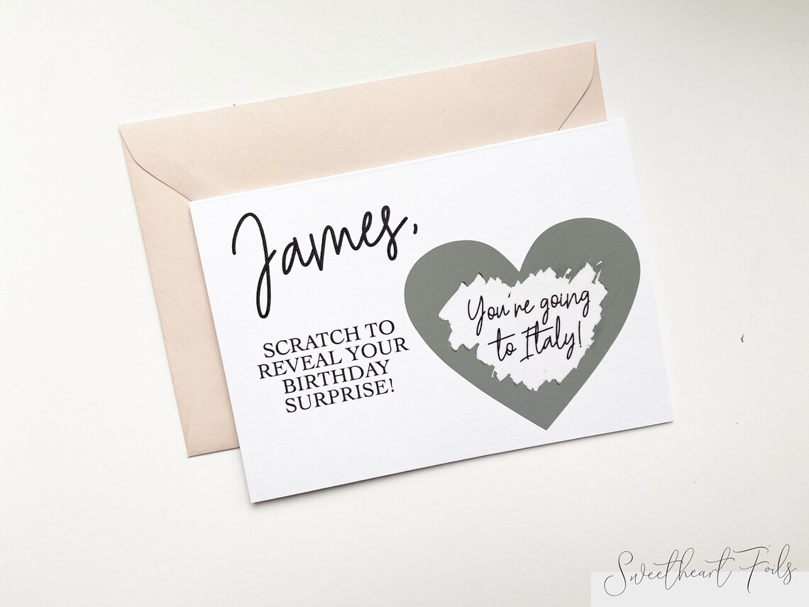 Scratch Reveal Card, Personalised Birthday Card, Surprise Trip Reveal ...