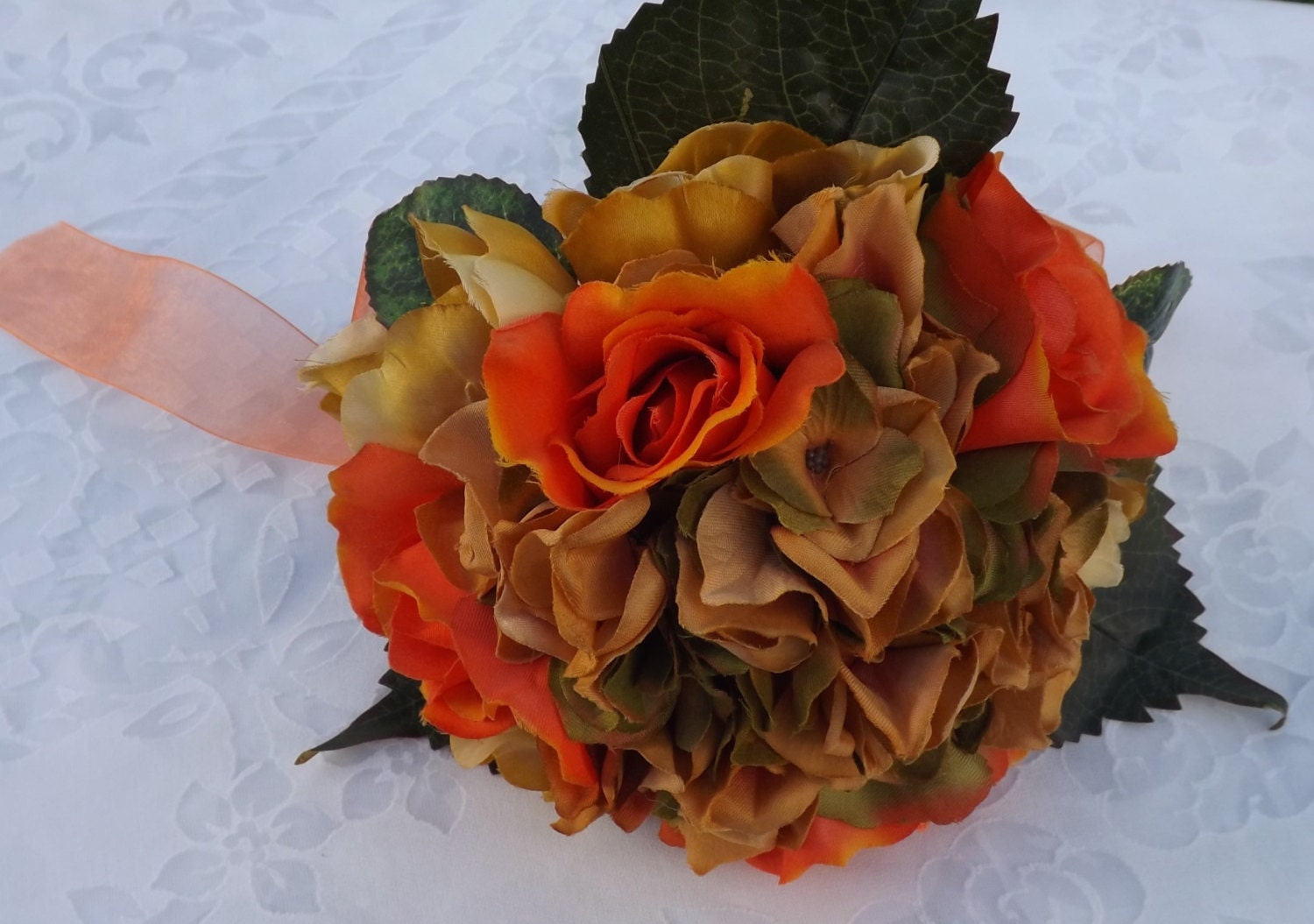 Wedding Bridal Bouquet Burnt Orange Roses - Etsy