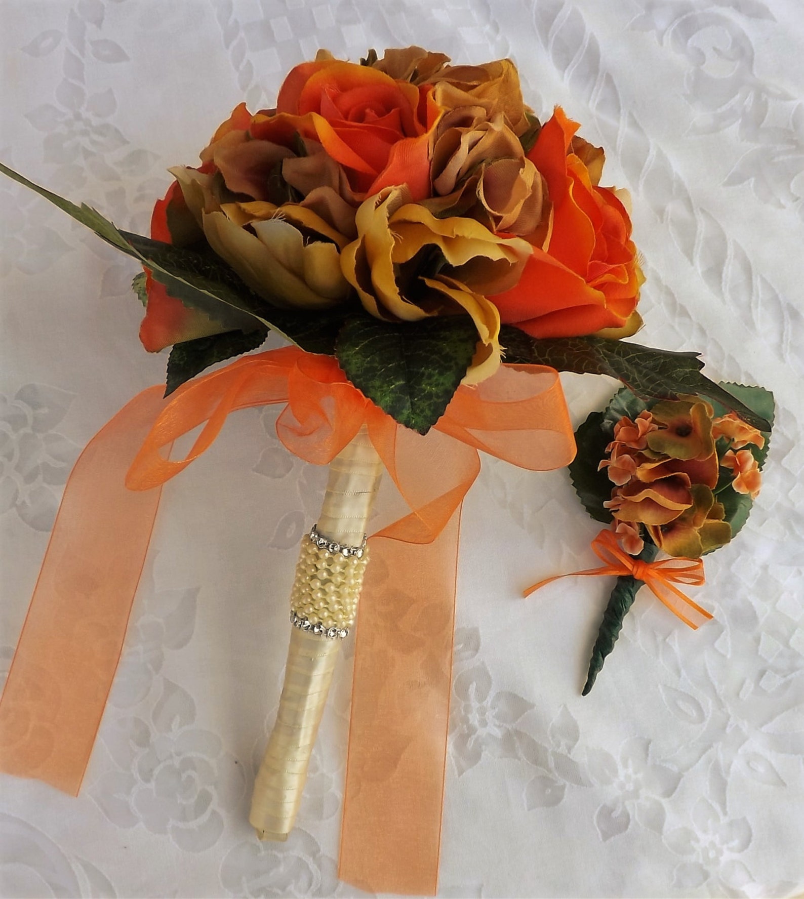 Wedding Bridal Bouquet Burnt Orange Roses - Etsy
