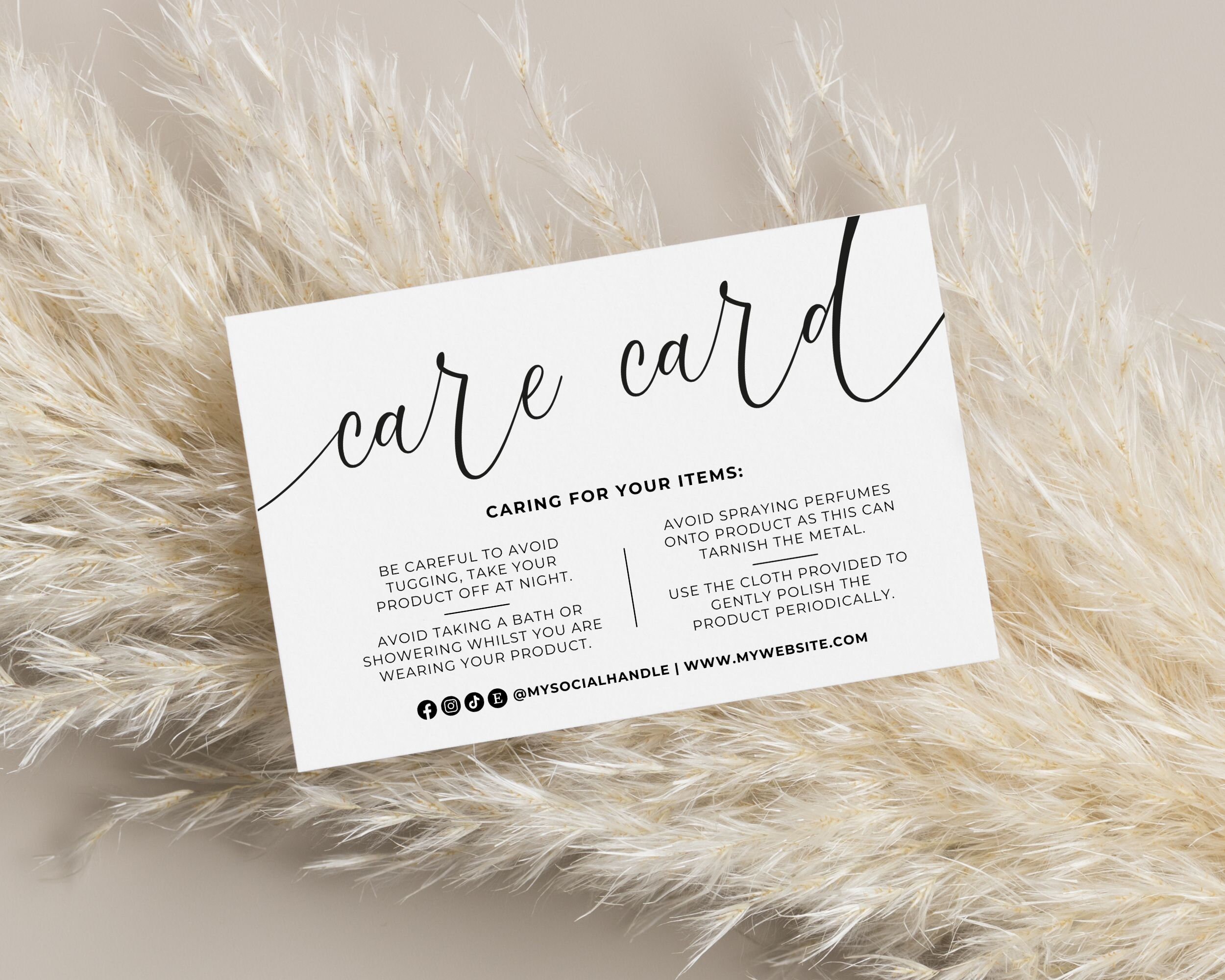 Product Care Card Template, Etsy Sellers, Editable Care Instruction ...