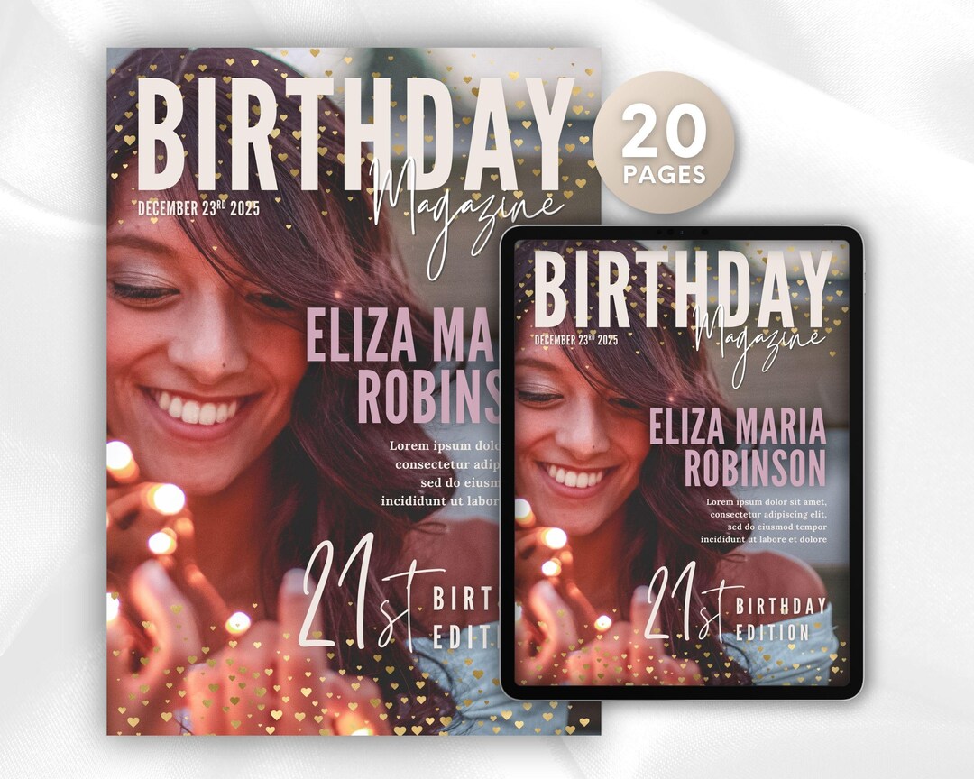 Birthday Magazine Template, Best Friend Birthday Magazine, Cover Girl ...