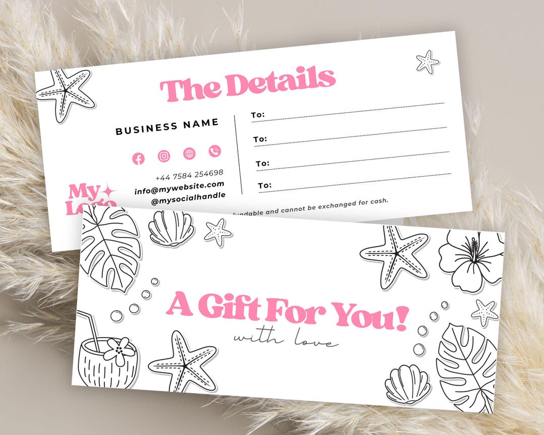 Tropical Gift Certificate Template, Editable Beauty Business Templates ...