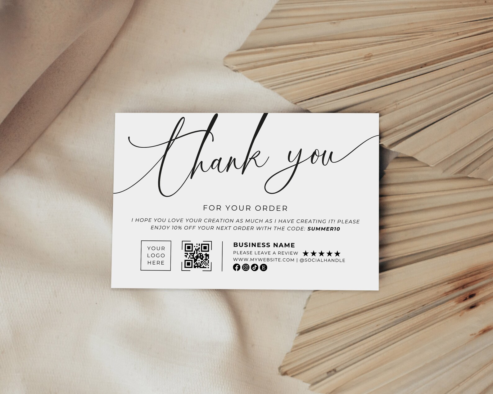 Thank You Cards Template Etsy Sellers Printable Packaging - Etsy