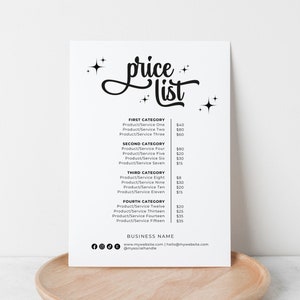 Retro Price List Template DIY Business Pricing Guide - Etsy