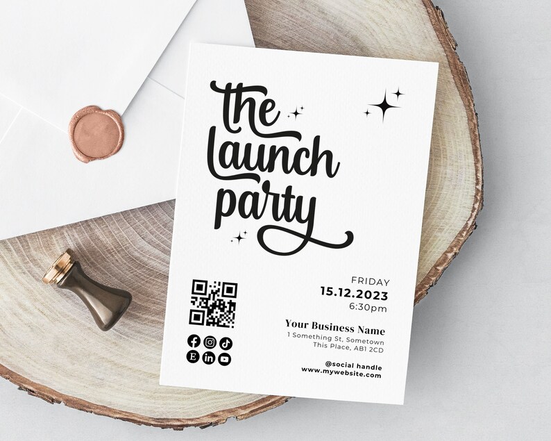 Retro Launch Party Editable Invite, Grand Opening Invitation Template ...