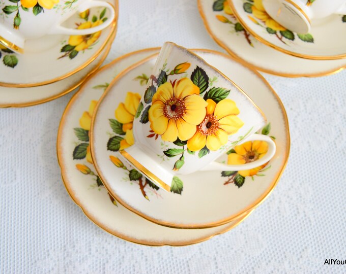 Vintage China Set Vintage Bone China Tea Cups Vintage Floral - Etsy