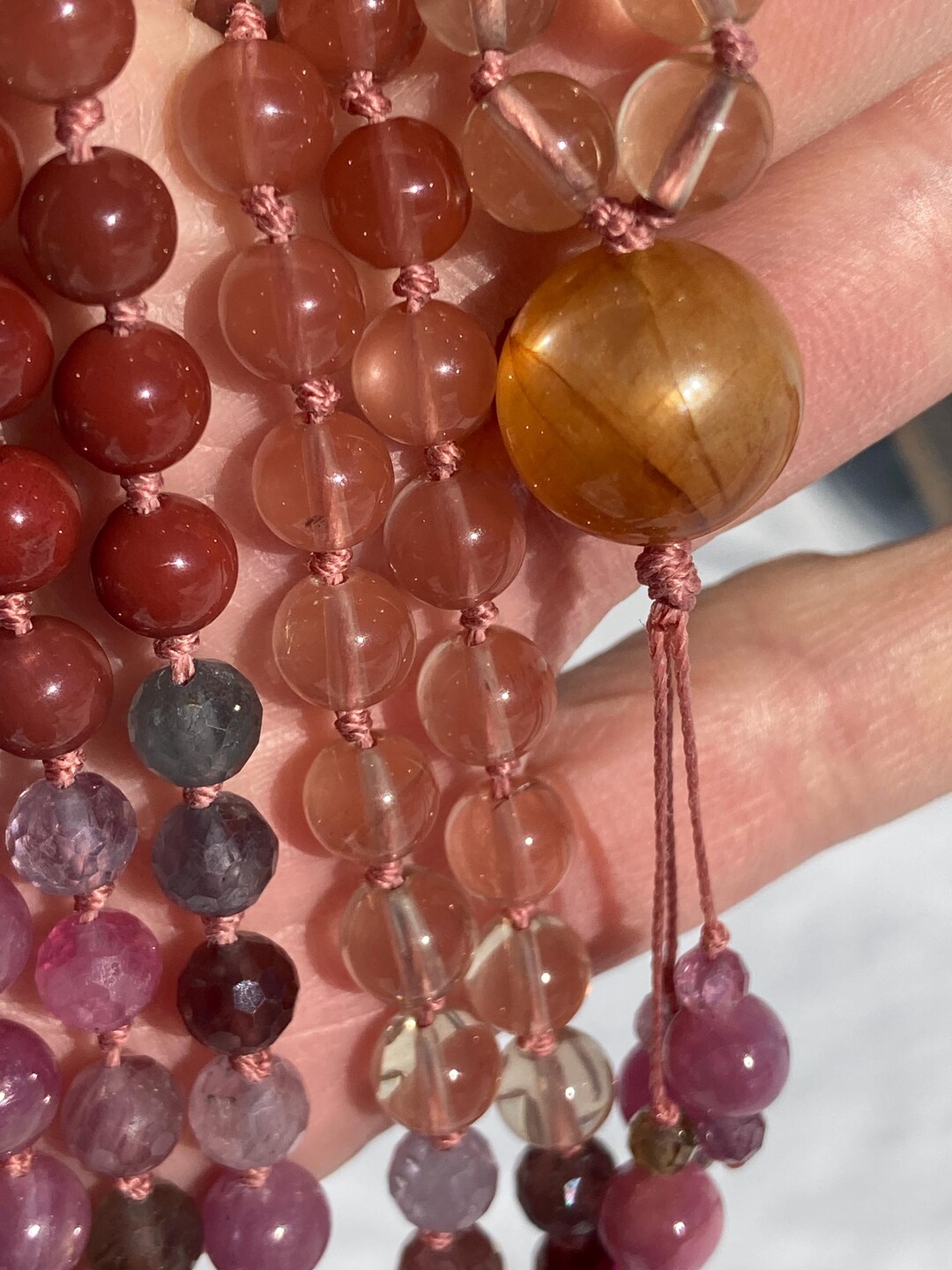 Tibetan Andesine Rainbow Spinel Ruby Mala, Tibetan Andesine 108 Bead ...