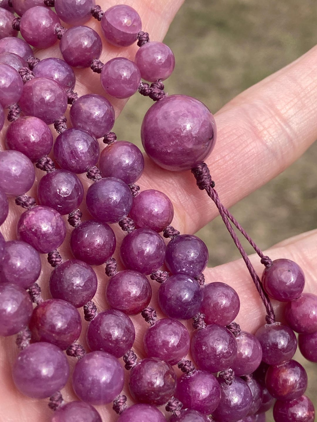 Genuine Ruby Mala, Ruby 108 Bead Japa Mala, Ruby Hand Knotted Gemstone ...