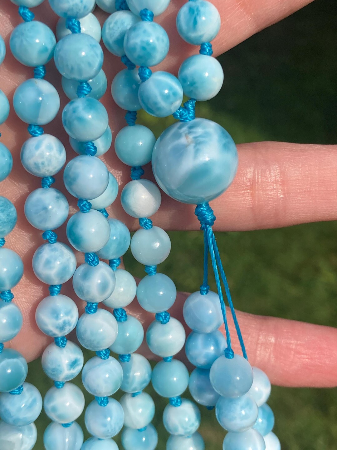 Larimar Mala, Larimar 108 Bead Japa Mala, Larimer Hand Knotted Gemstone ...