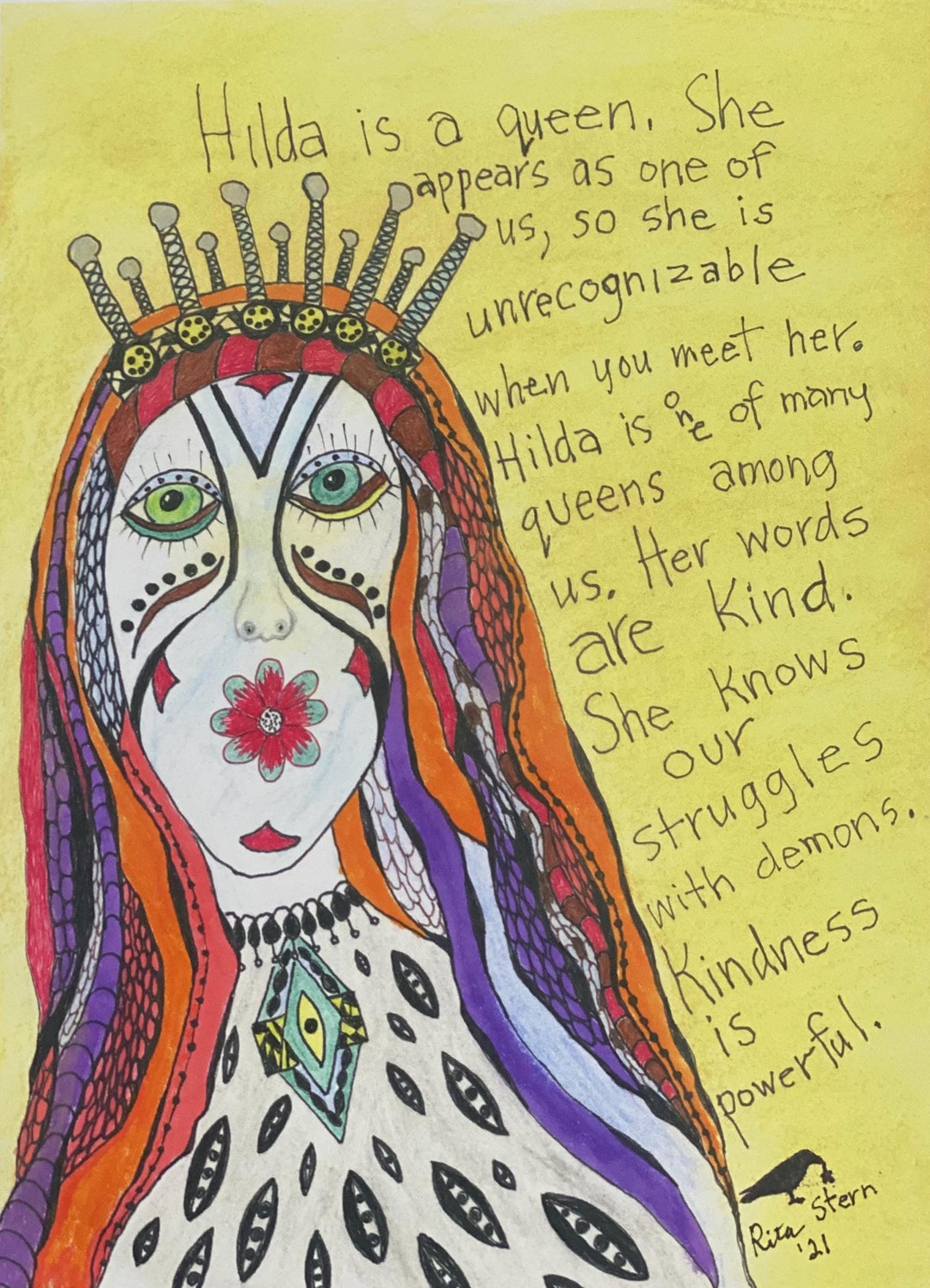 Wall Art/queen Hilda; 11"wx14"h; FREE SHIPPING; Fine Art Giclee of ...