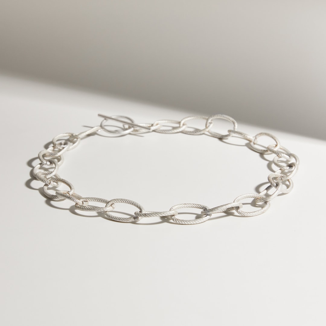 Chunky Silver Chain Choker, Chunky Silver Chain Necklace, Matte Silver ...