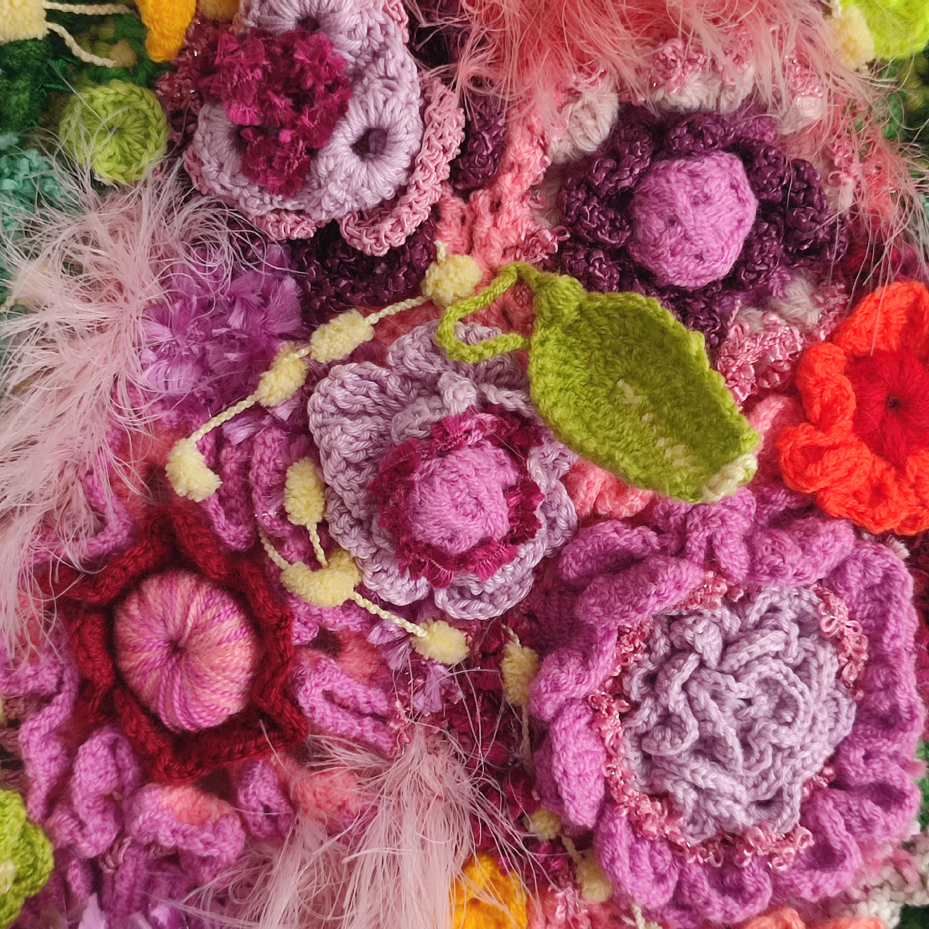 Crocheted Wall Panel From a Yarn. Handmade Picture of Bright Colors ...