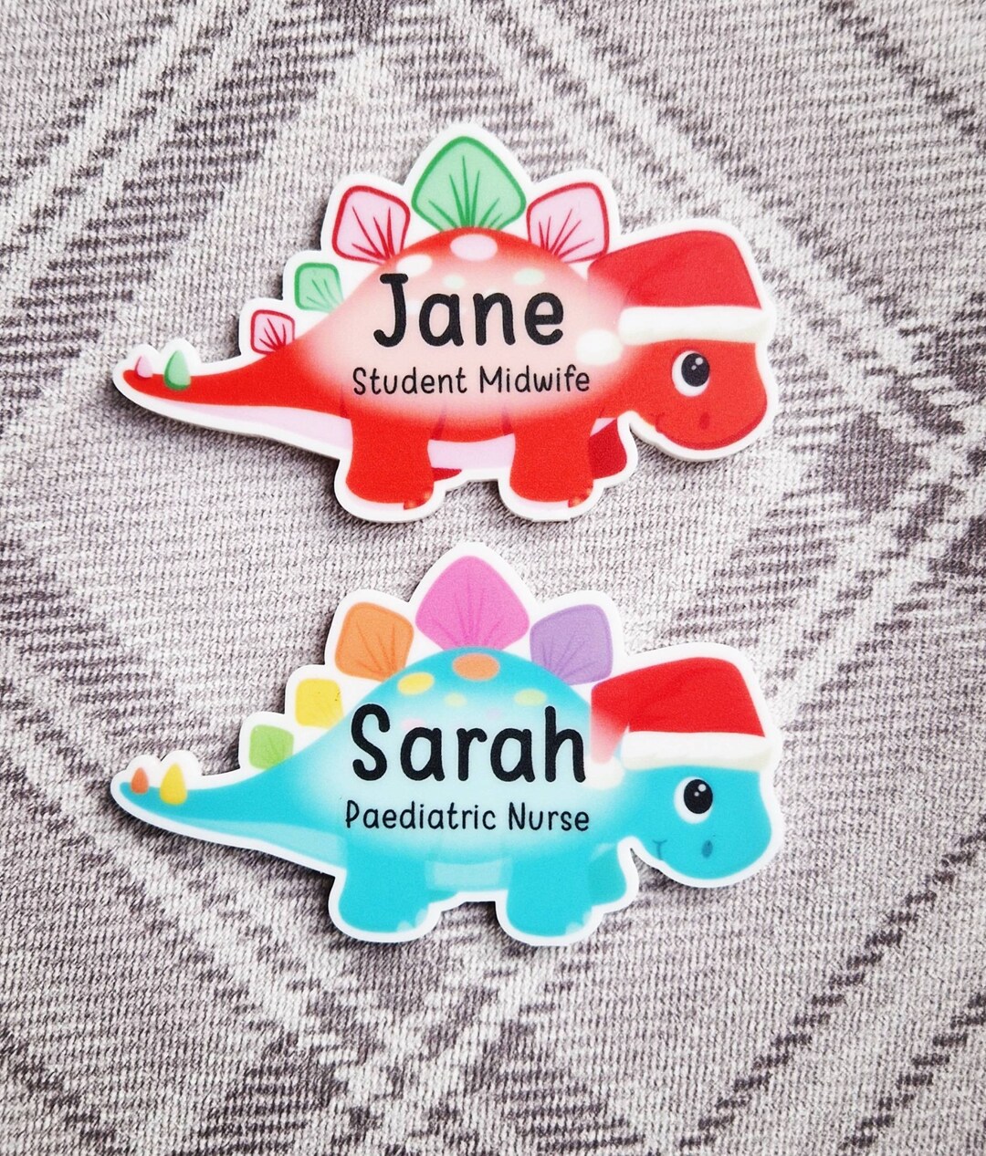 Christmas Dinosaur Shaped Name Badge, Nurse, Doctor, Student, Midwife ...