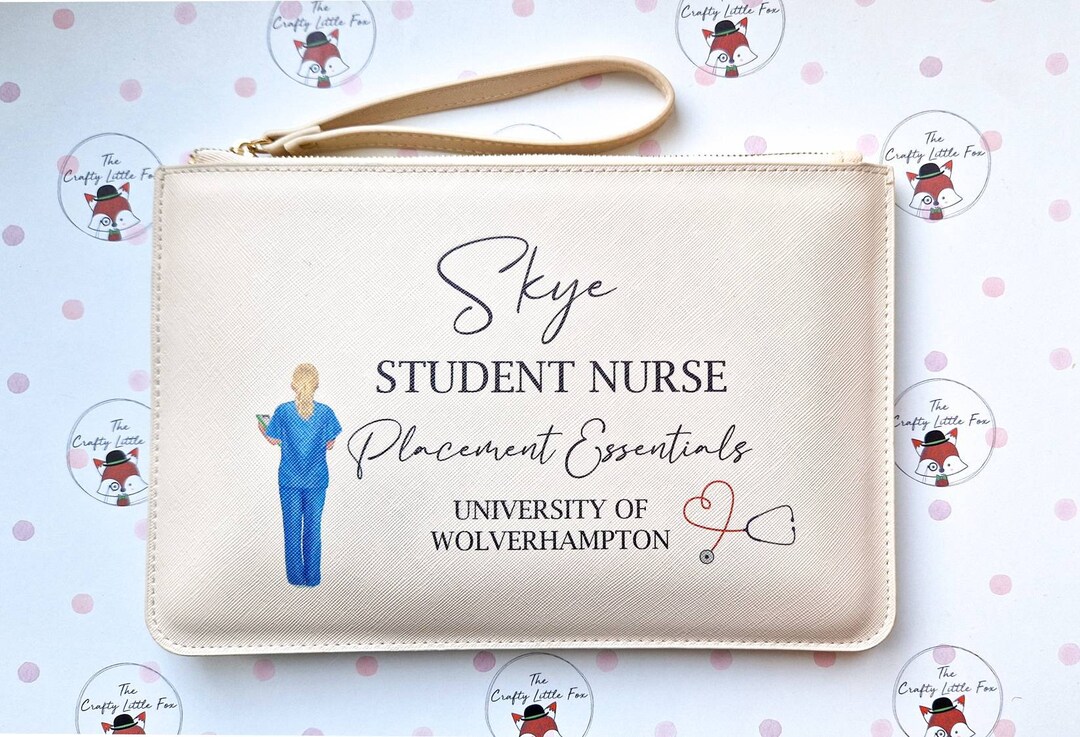 Nurse Essentials Personalised Saffiano Clutch Bag, Student Nurse ...