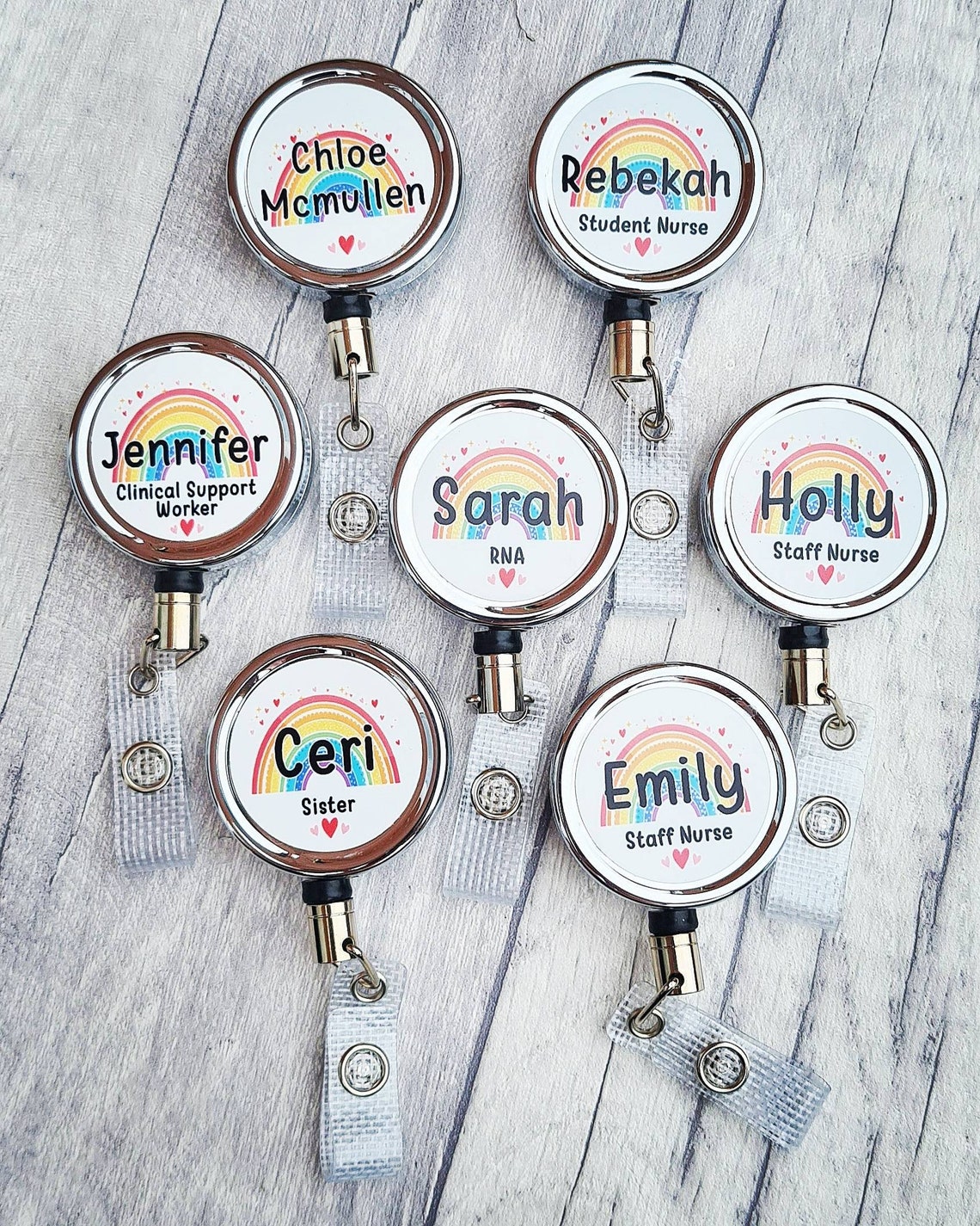 Personalised Rainbow ID Card Badge Reel. Nurse Doctor - Etsy