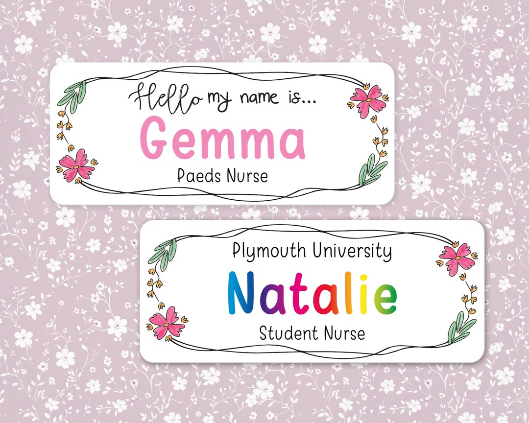 Bright Pink Flower Name Badge, Nurse, Doctor, Student, Midwife ...